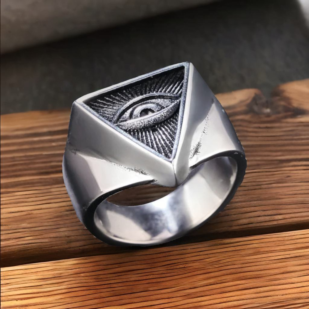 Men's Steel Ring Eye of Providence Freemasonry - 2647