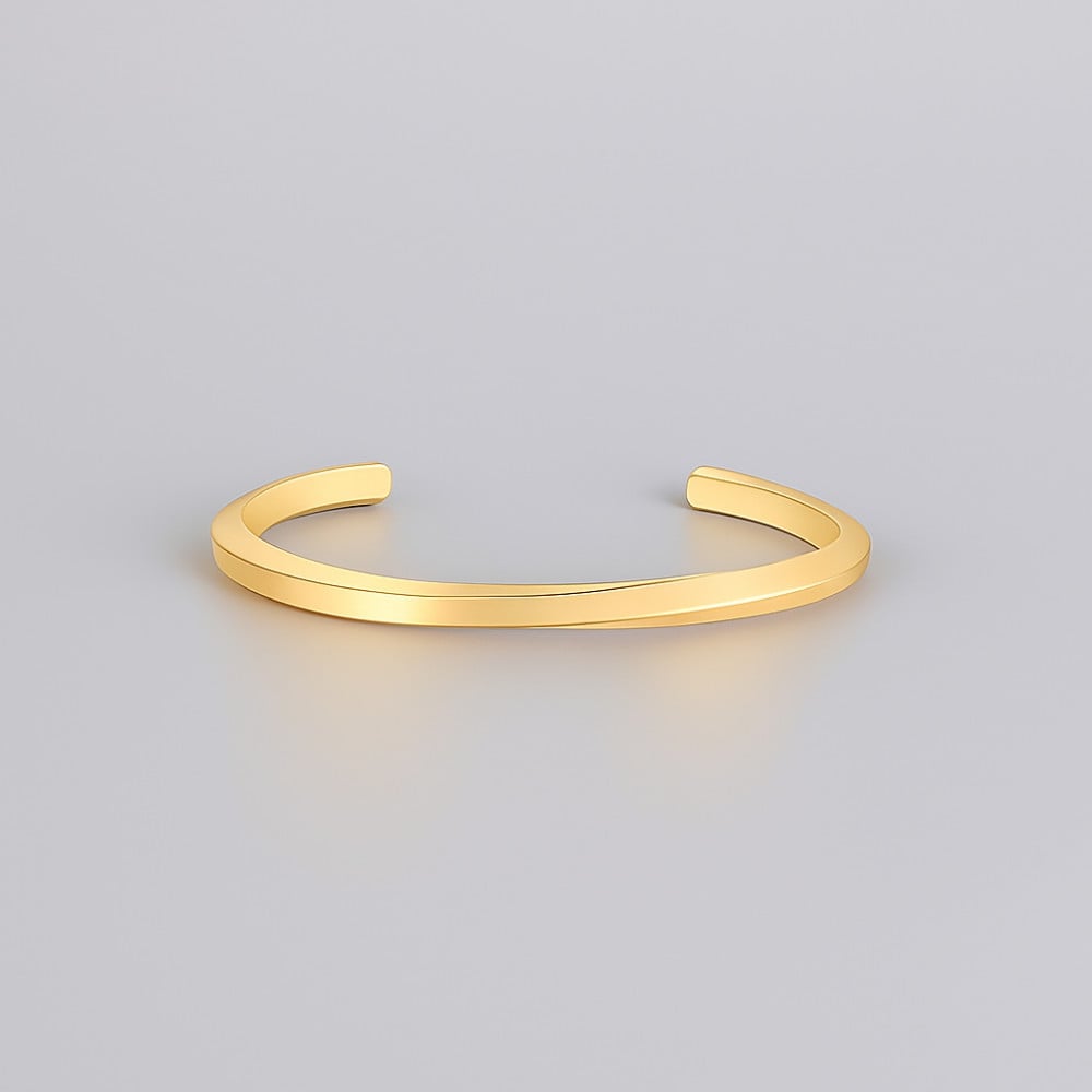 Bracelet Jonc Ouvert Torsadé en Acier avec gravure offerte - 2478