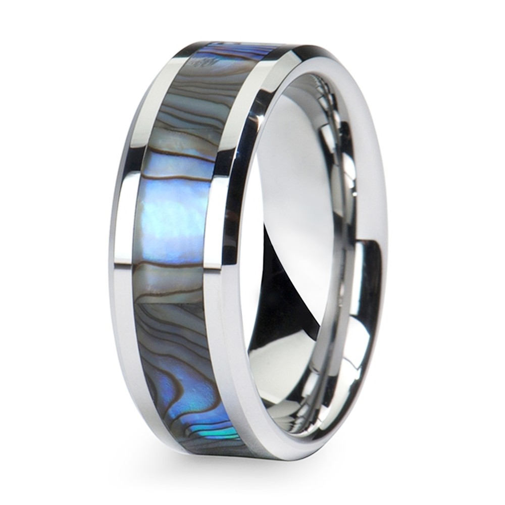 Men's Personalised Tungsten Carbide Ring With Abalone Shell Inlay ... Men's Personalised Tungsten Carbide Ring With Abalone Shell Inlay ...