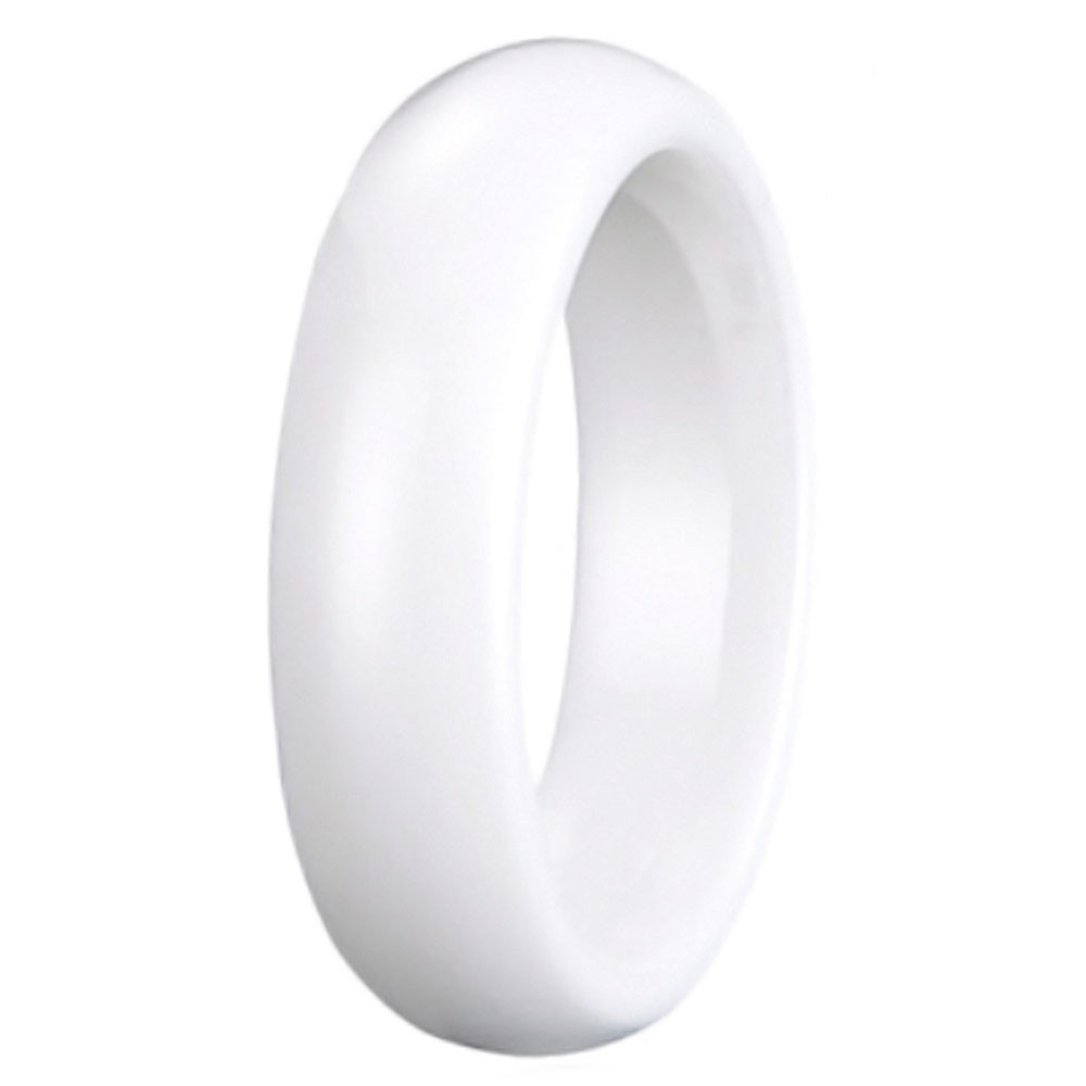 Women's White Ceramic Dome Wedding Band Ring - BijouxStore - webid:70