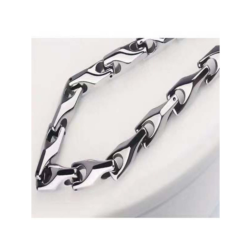 Men's Polish Tungsten Carbide Chain Link Bracelet - 2085