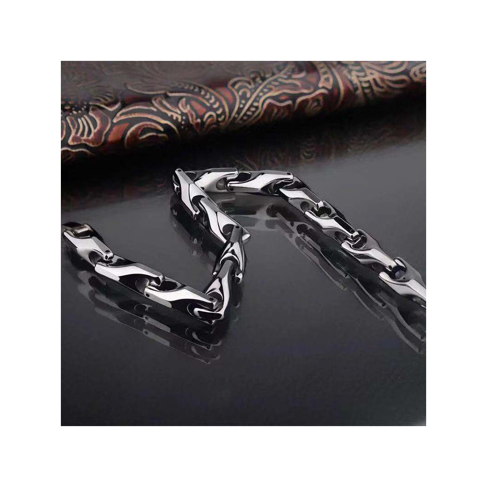 Men's Polish Tungsten Carbide Chain Link Bracelet - 2085