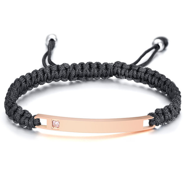 bracelet personnalisable acier nylon style couple avec zirconium ...